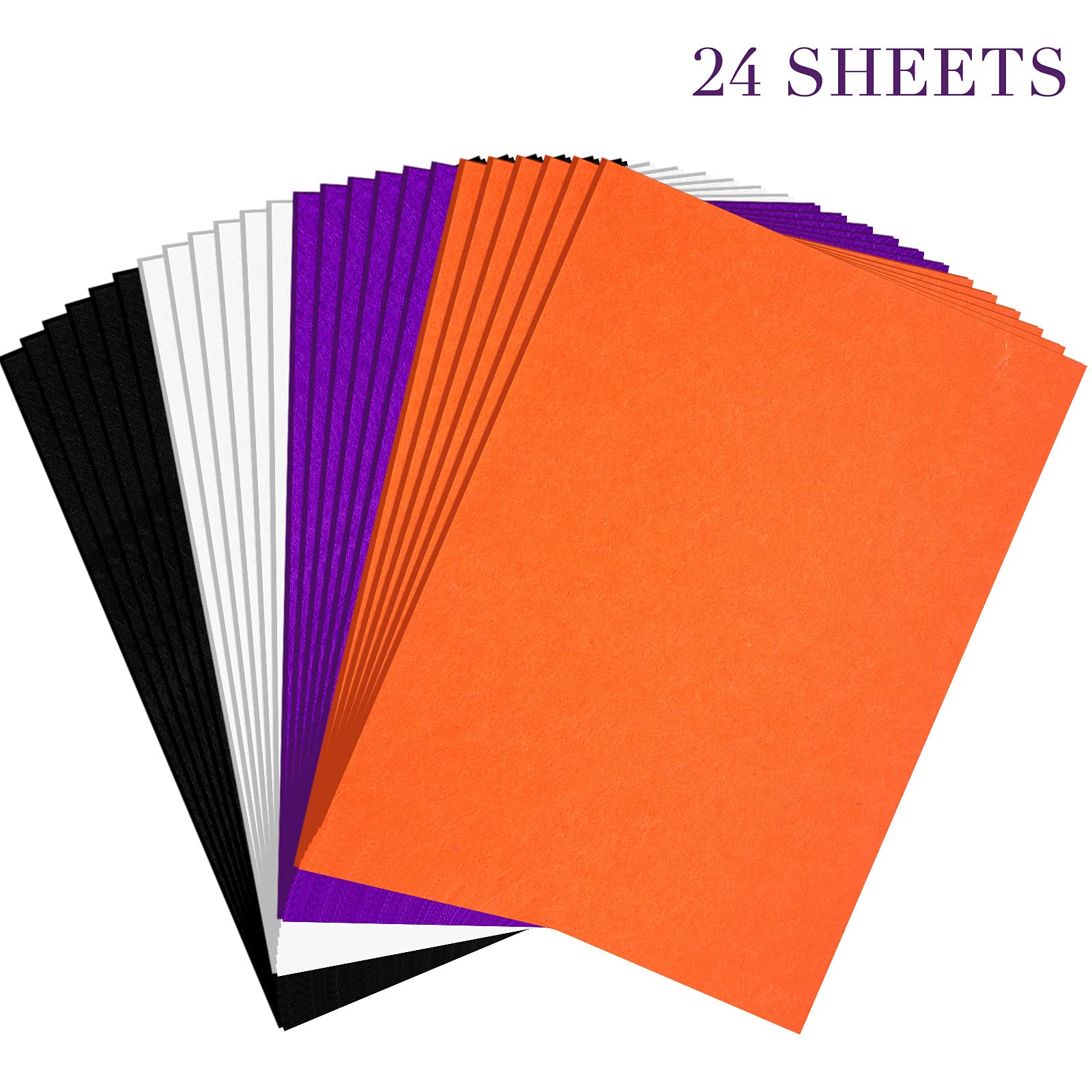 24 Pieces Halloween Felt Fabric Sheets Orange Felt Squares for Crafts 11.8 x 8.3 Inch Felt Fabric Sheet Patchwork Sewing Craft Sheet for Making Crafts DIY Felt Halloween Decorations