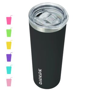 bjpkpk black skinny stainless steel tumblers 20 oz slim insulated reusable coffee travel water tumbler cup with lid