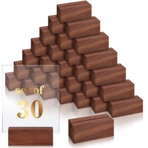 wood place card holders rustic table number holders wood table number stands wooden table numbers sign holders for wedding party table name and more (30 pieces,2.4 x 1.1 x 1 inch)