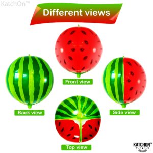 KatchOn, Watermelon Balloons for Watermelon Decorations - Big 22 Inch, Pack of 6 | 360 Degree 4D Watermelon Balloon for Watermelon Party Supplies | One In A Melon Party Decorations, Summerween Party