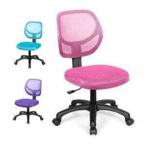 powerstone small desk chair home office chair armless adjustable swivel ergonomic office computer mesh chair low back task chair for small spaces pink