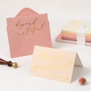 Crisky 50 pcs Rose Gold Beyond Grateful Thank You Cards With 50 Envelopes & 50 Stickers Simple, Chic, Elegant Greeting Cards Perfect for: Wedding/Business/Birthday/Graduation. 4 x 6 inches 50 Pack