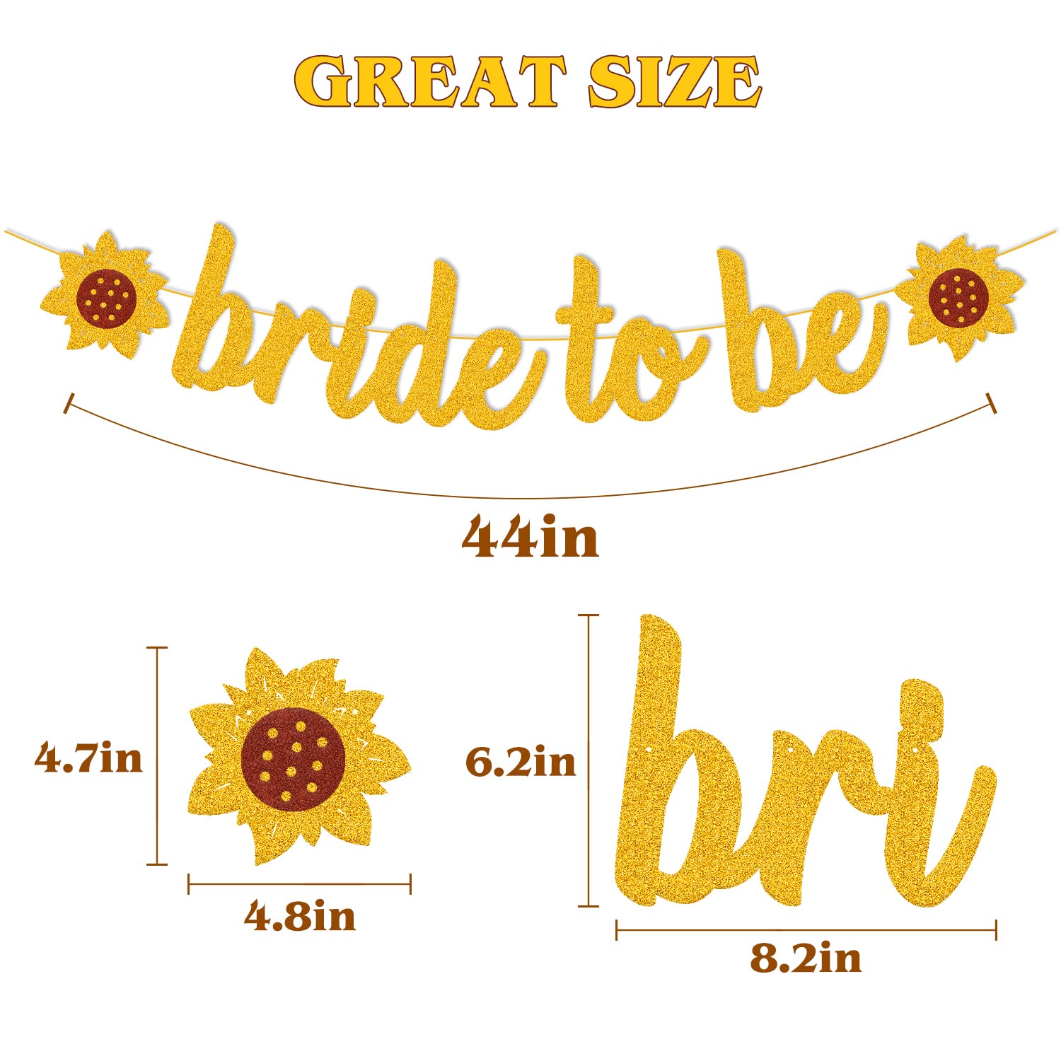 Sunflower Bridal Shower Decorations Bride-to-be Banner for Wedding Engagement Bachelorette Hen Party Supplies Glitter Décor