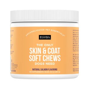 natural rapport dog skin and coat supplement - the only skin and coat soft chews dogs need - 120ct treats that contain salmon oil and omegas 3, 6, & 9 for a healthy coat