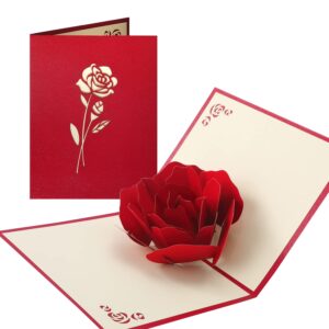 vudeco rose 3d pop up happy birthday card women men kid with envelope anniversary card wife husband, mothers day card mom greeting card wedding thank you card thinking you card valentine day card