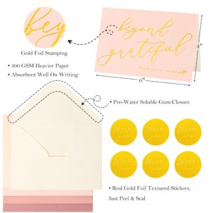 Crisky 50 pcs Rose Gold Beyond Grateful Thank You Cards With 50 Envelopes & 50 Stickers Simple, Chic, Elegant Greeting Cards Perfect for: Wedding/Business/Birthday/Graduation. 4 x 6 inches 50 Pack