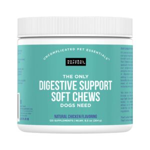 natural rapport dog digestive supplement - the only digestive support soft chews dogs need - 120ct treats that contain probiotics and enzymes to support digestion and gut health