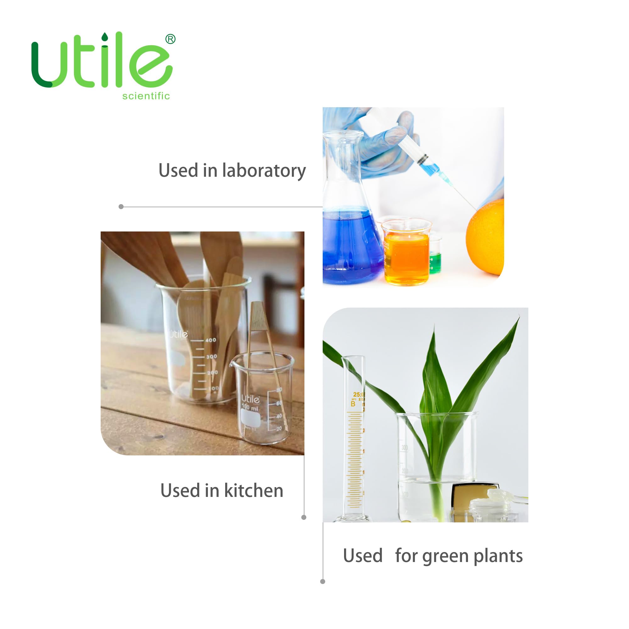 Utile 169.1oz(5000ml) Low Form Glass Beakers, Borosilicate 3.3 Glass with Printed Graduation, 4000.5000.1