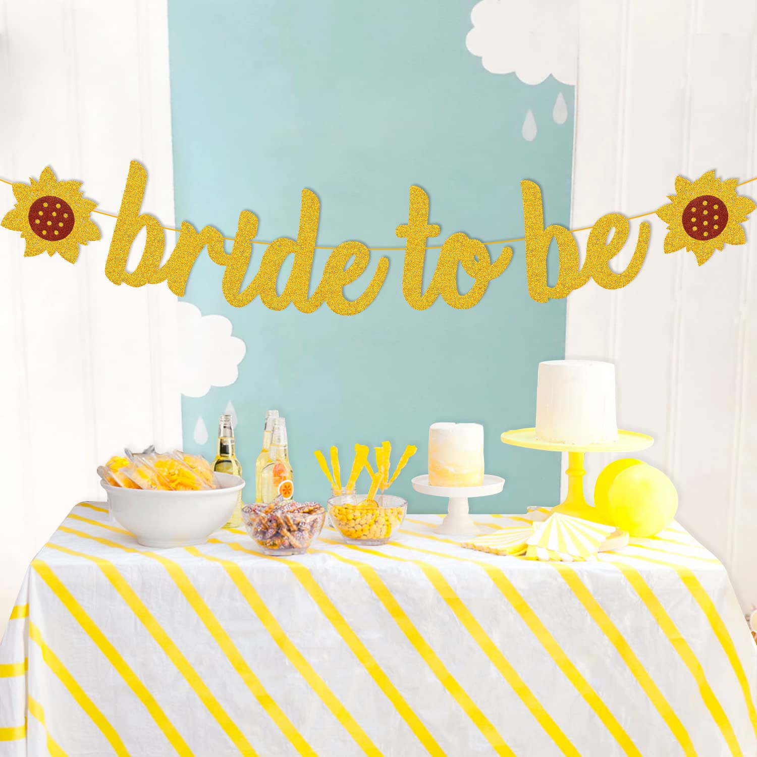 Sunflower Bridal Shower Decorations Bride-to-be Banner for Wedding Engagement Bachelorette Hen Party Supplies Glitter Décor