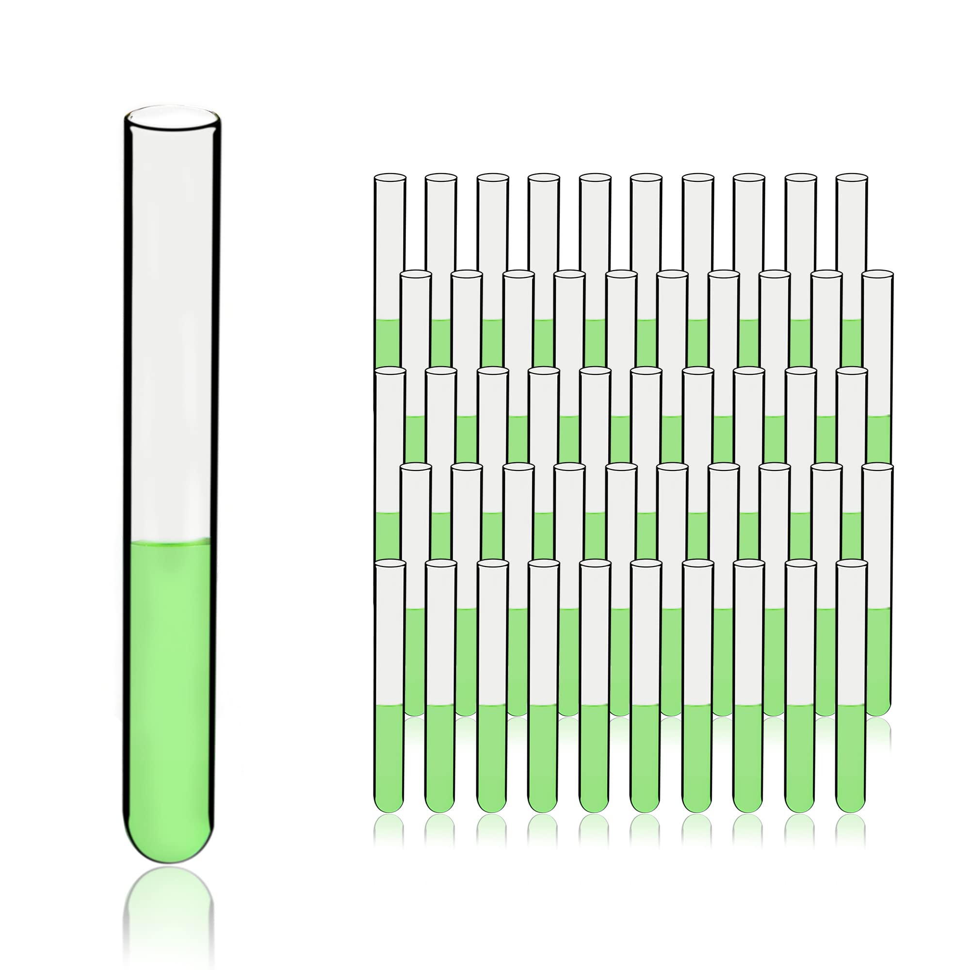 Utile 50pcs of Plain Cylindrical Glass Test Tubes, Vol.14ml, 16x125mm, Medium Borosilicate Glass Material, 4004.0129.50