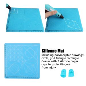 YILUFA 3D Printing Pen Silicone Pad Blue Copy Board Soft Mat Drawing Tool with Finger Caps,Material Silicone,Blue 170mm / 6.7in,