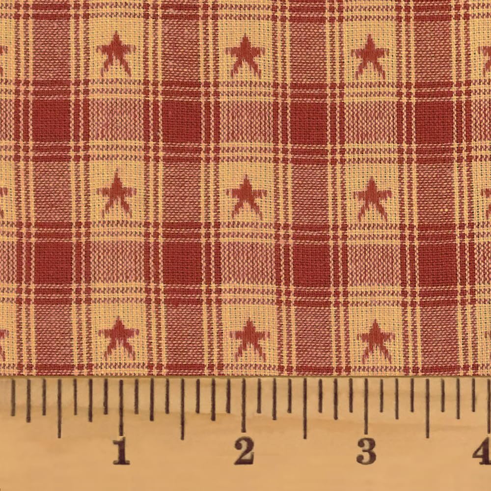 Farmhouse Red Star Dobby Homespun Cotton Plaid Fabric by JCS - Sold by The Yard