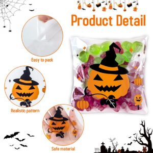 Eunvabir 160 PCS Halloween Cellophane Ziplock Treat Bags, Halloween Self Adhesive Candy Goodie Snacks Gift Bags Plastic Clear Trick or Treat Party Favors/Classroom Prizes