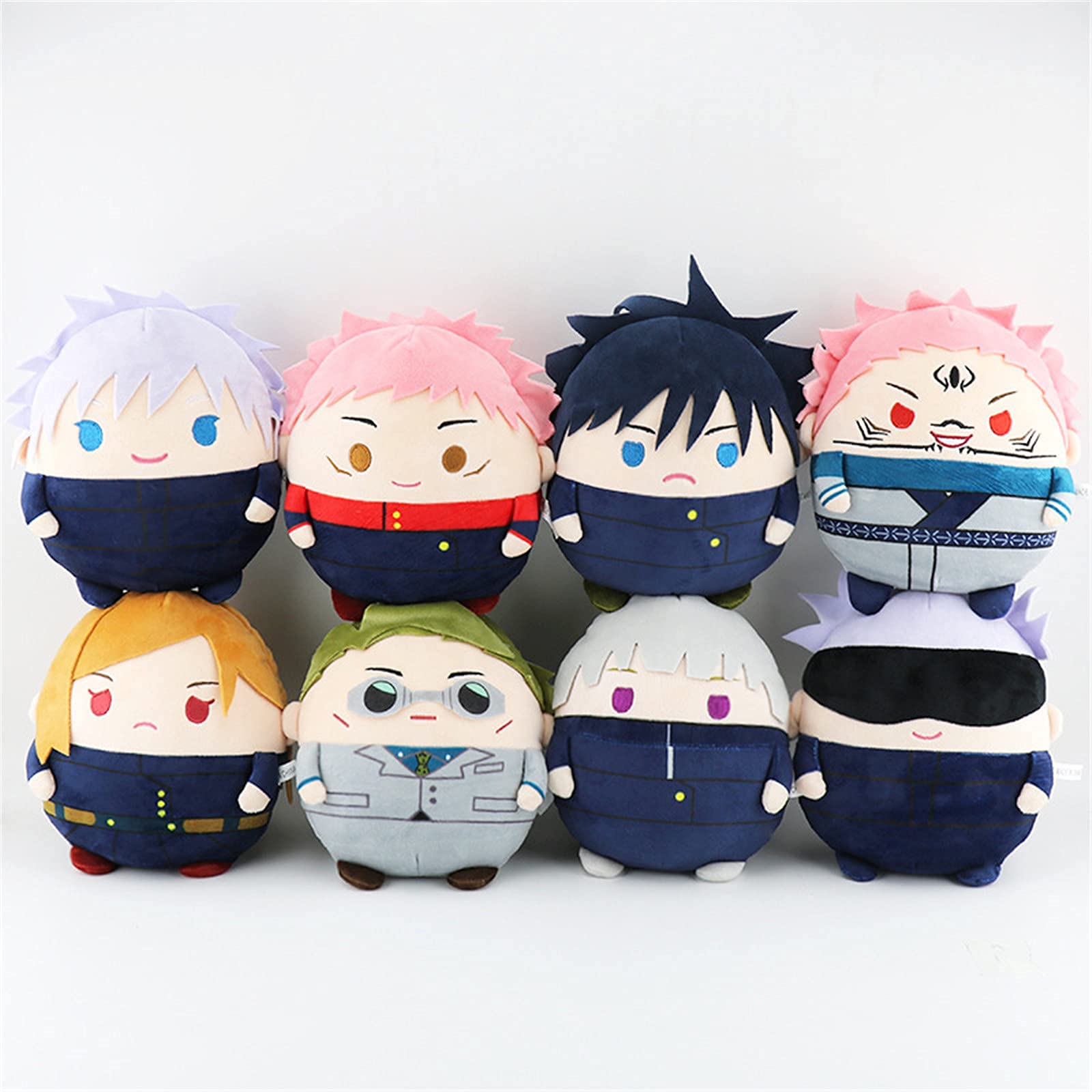 LINKOM Anime Plush Doll Figures Gojo Satoru Yuji Itadori Soft Plushie Stuffed Toys Keychain Round Cushion Pillow Cosplay Props Keyring (22cm/8.66inch, Gojo Satoru A)