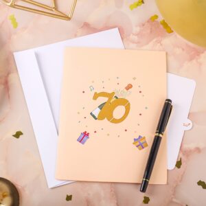 Liif Happy 70th Birthday Pop Up Card, 70 Birthday Card For Women, Men, Mom, Dad | Glitter 70 | With Message Note & Envelop | Size 8 x 6 Inch