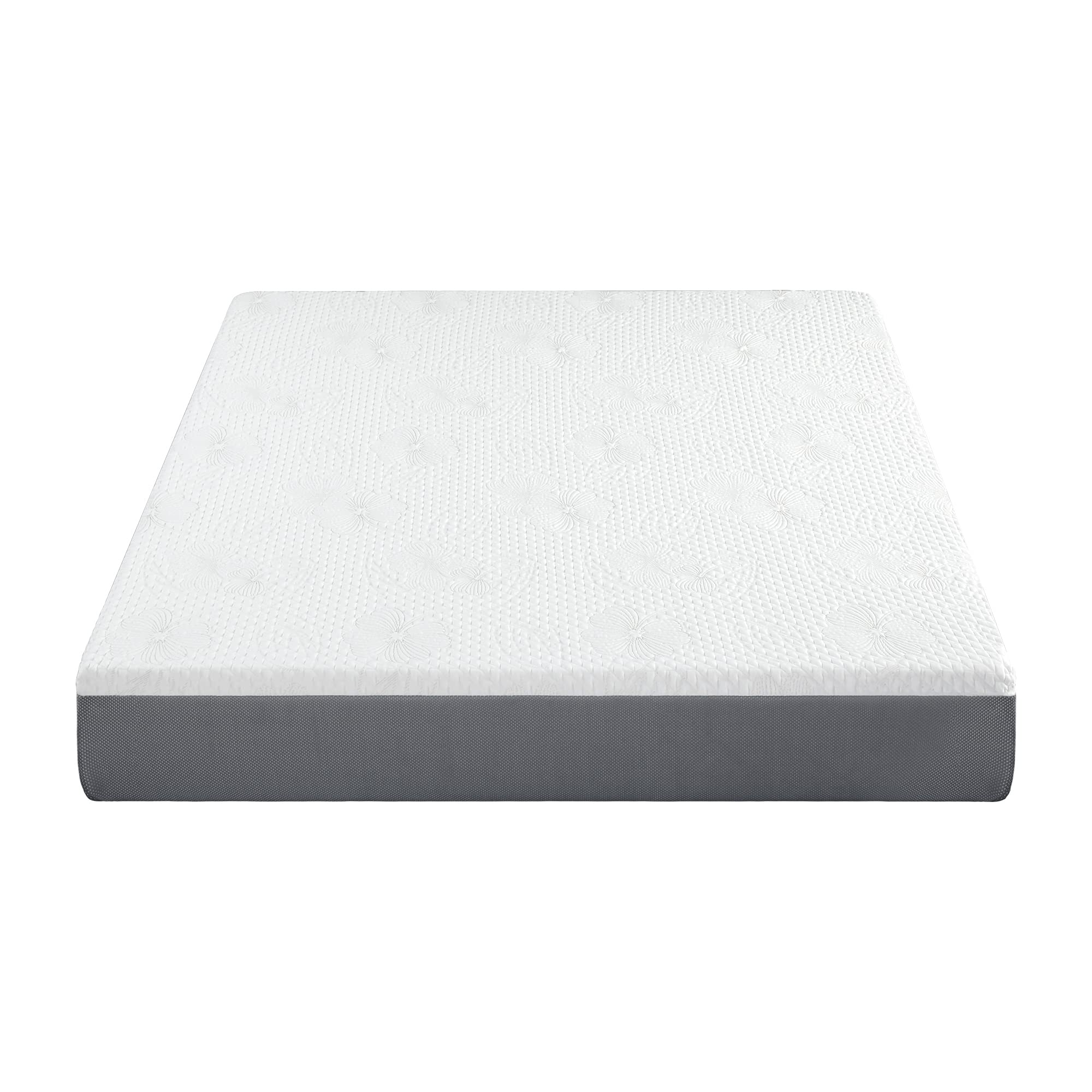 Olee Sleep 10 Inch Ventilated Gel Infused Memory Foam Mattress, CertiPUR-US® Certified, Gray, Twin