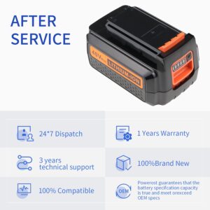 Powerost LBX2040 40V Lithium Battery: Replacement for Black and Decker 40 Volt MAX LBXR2036 LBXR36 LBX1540 LBX2540 Compatible with 36V Charger 2 Pack