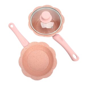 alvinlite non-stick sauce pan, mini pink frying pot baby milk pan multifunction cookware set with transparent lid for kitchen