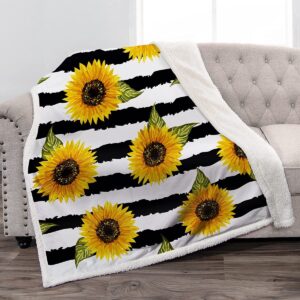 jekeno sunflower sherpa blanket print cozy lightweight durable bed couch blanket for kids women gift 50"x60"