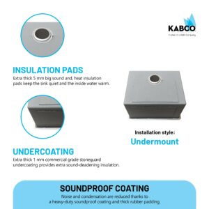 KABCO KLA23SSGR 18 Gauge Top-Undermount Drop In Laundry Utility Sink 23-Inch Stainless Steel Single Bowl with Strainer kit, Top Rolling Sink Rack & Bottom Sink Grid 4PC Combo Package- 23x18x12 Inch