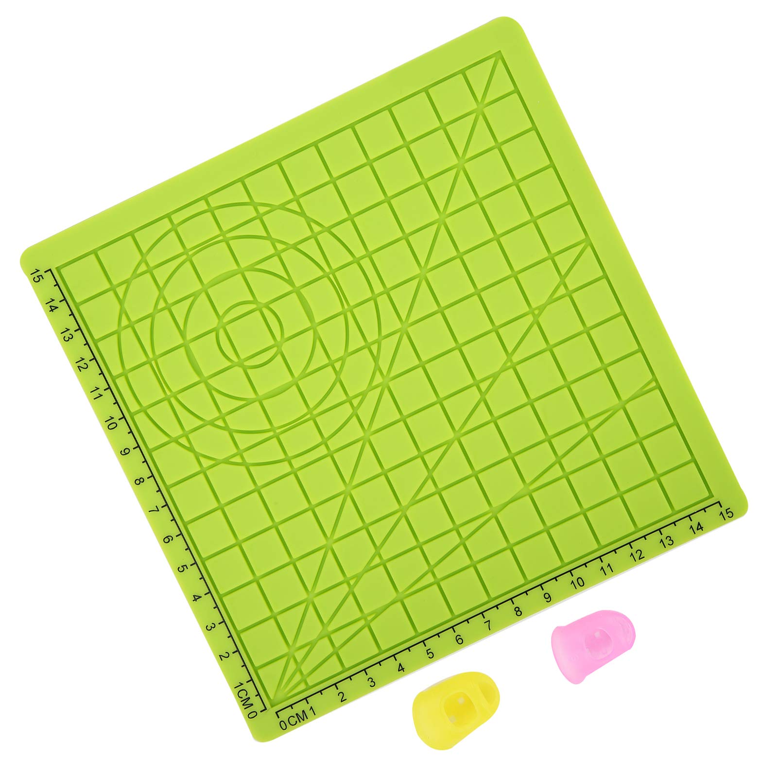 YILUFA 3D Printing Silicone Mat Template Pad Copy Board + 2Pcs Finger Cover Drawing Tools Green Type A,Material Silicone,170 X 170mm / 6.7 X 6.7in,