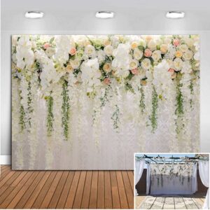 yq 7x5ft white rose floral photography backdrops bridal shower wedding flowers wall decoration photo background girl woman birthday party banner baby shower cake table decor studio props booth