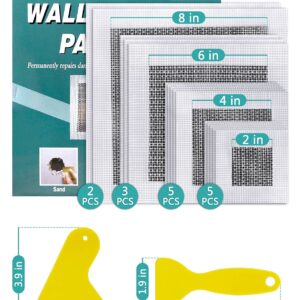 Seloom 15 Pcs Drywall Repair Kit, 2/4/6/8 Inch Self Adhesive Fiberglass Mesh Wall Repair Patches, Drywall Tools Wall Hole Quick Repair Aluminum Plate Repair Patch for Damaged Drywall Ceiling