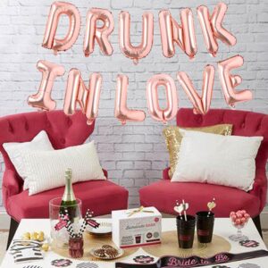 Drunk in Love Balloons Rose Gold Bachelorette Party Banner Engagement Hen Party Decor Bridal Shower Wedding Themed Party Supplies Decorations Photo Booth Props