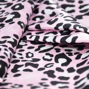 Satin Print Fabric Cheetah Pattern for Craft and Decoration (1Yd, Pink&Black)