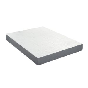 Olee Sleep 8 Inch Ventilated Gel Infused Memory Foam Mattress, CertiPUR-US® Certified, Gray, Queen