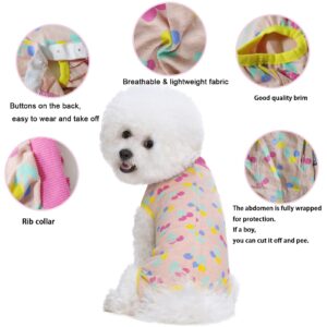 Miaododo 2 Packs Pet Dog Recovery Onesie Suit for Dogs Cats After Surgery,Dog Abdominal Wounds Bandages Cone E-Collar Alternative. (Pink, L)