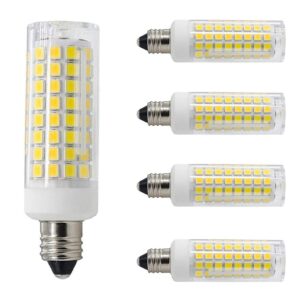 yjyuan e11 led, all-new (102leds) e11 led bulbs, 8w, 75w 100w halogen bulbs replacement,850 lumens, jd t3t4 e11 mini candelabra base 110v 120v 130 voltage input, cri>80, pack of 4 (daylight 6000k)