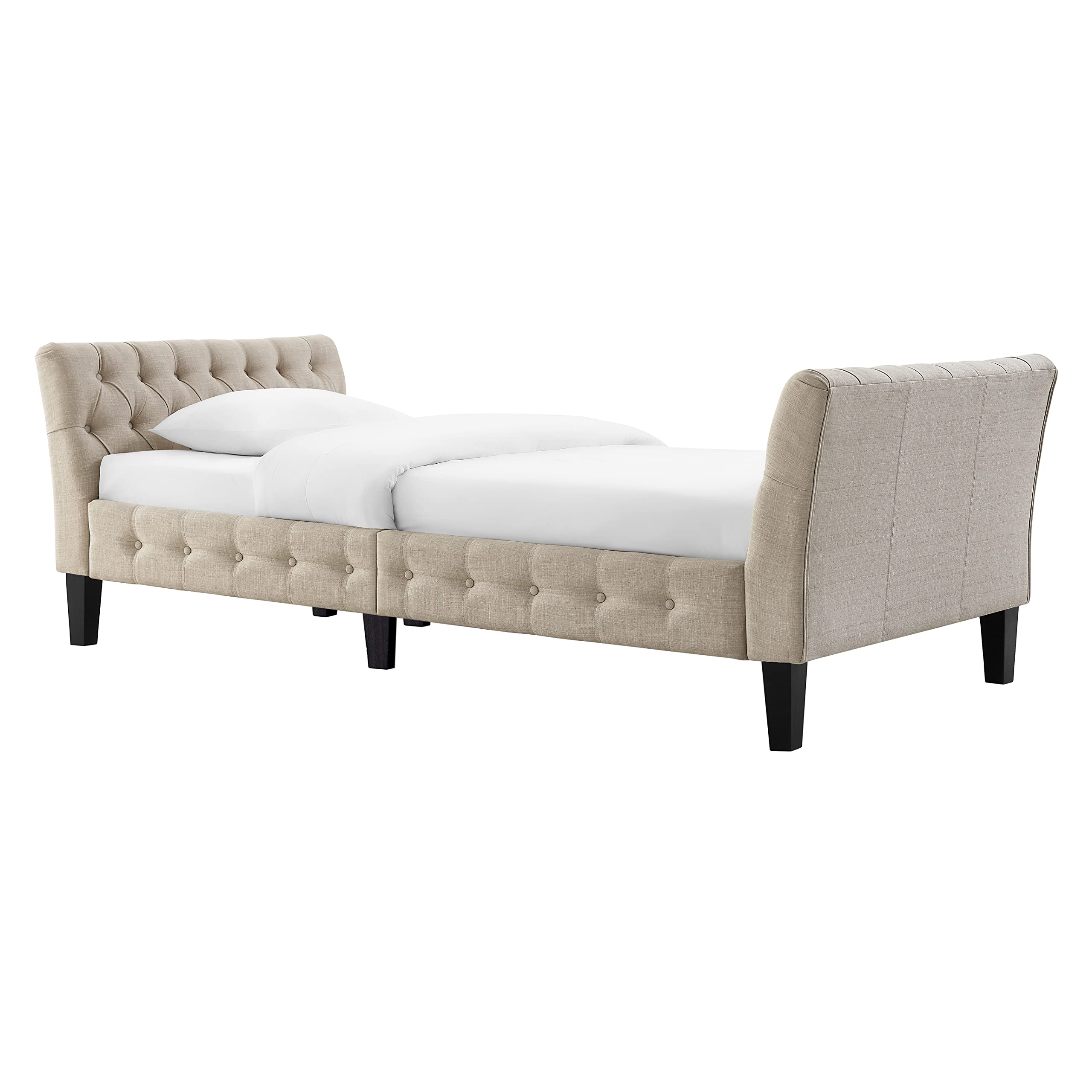 Rosevera Roche Upholstered D11 Button Tufted Fine Polyester Easy aseemble with Wooden Legs Twin Size Daybed Sleeper Couch for Living Room Bedroom, Beige