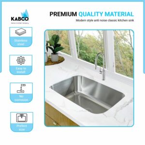 KABCO US607SSGR 30 Inch Stainless Steel Single Bowl Classic Kitchen Sink, Extra Thick 16 Gauge Undermount Rust, Sound and Heatproof Sink with Sink Strainer, Sink Grid and Rolling Up Grid