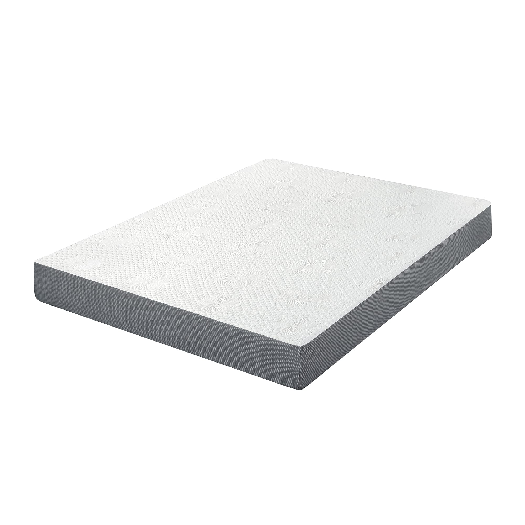 Olee Sleep 8 Inch Ventilated Gel Infused Memory Foam Mattress, CertiPUR-US® Certified, Gray, Queen