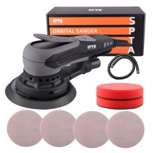 electric orbit sander, spta 350w 150mm random orbit sander, variable speed 4000-10000rpm, digital display speed controller, 5.0mm orbit with sandpapers