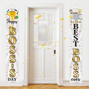 ciyvolyeen boss's day banner happy boss's day porch signs home front door hanging decor boss party supplies boss day party decor