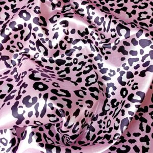 satin print fabric cheetah pattern for craft and decoration (1yd, pink&black)