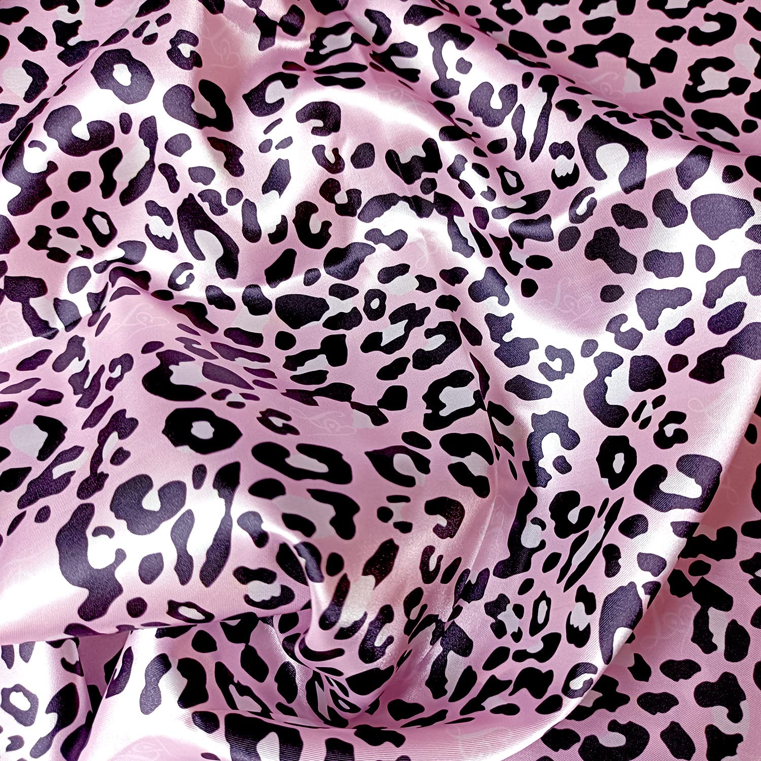 Satin Print Fabric Cheetah Pattern for Craft and Decoration (1Yd, Pink&Black)