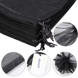 acDesign 200Pcs Jewelry Bags Drawstring 4"x6" Black Organza Bags Mesh Gift Bags for Candy Jewelry Makeup Pouches