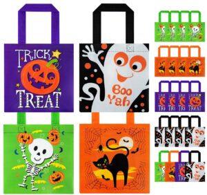 eunvabir 20 packs halloween non-woven bags for kids, reusable trick or treat goodie candy snack bags, goodie bag fillers tote gift bags for party favors/classroom prizes/games