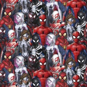 springs creative marvel spiderman into the spider verse different packed spiderman's digital premium quality 100% cotton fabric by 1/2 of a yard.