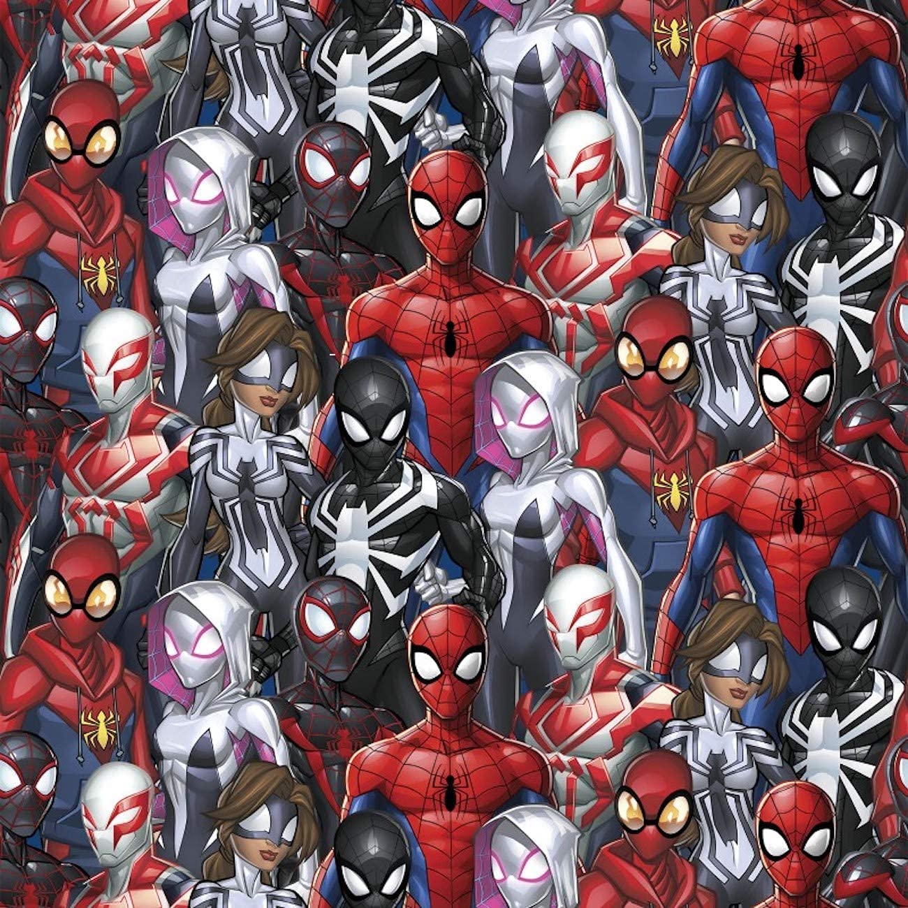 Springs Creative Marvel Spiderman Into The Spider Verse Different Packed Spiderman's Digital Premium Quality 100% Cotton Fabric by 1/2 of a Yard.