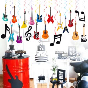 20PCS Guitar Party Hanging Swirls Decorations for Guitar Theme Birthday Party Hanging Booth Props Musical Instrument Hanging Swirls for Music Note Baby Shower Supplies