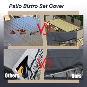 HWmatyCover Patio Bistro Set Cover, Outdoor Bar Set Cover 80 Inch, Heavy Duty Waterproof Patio Bistro Table Cover, All Weather Protection Patio Furniture Cover with Air Vent, 80"W x 39"D x 30"H, Grey