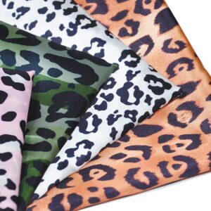 Satin Print Fabric Cheetah Pattern for Craft and Decoration (1Yd, Pink&Black)