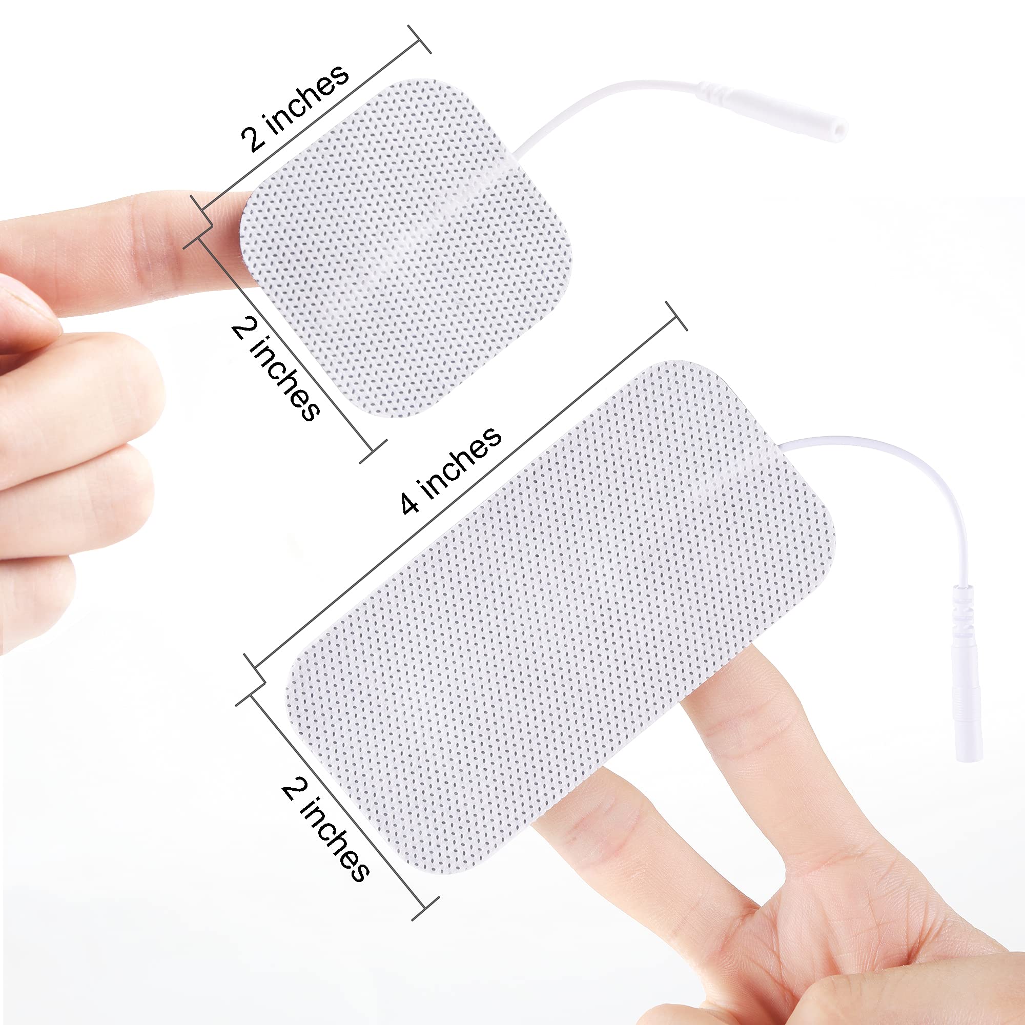 LYINIE TENS Unit Pads 32Pcs, 3rd Gen Reusable Latex-Free Replacement Pads Electrode Pads with Upgraded Self-Stick Performance for Muscle Stimulator Electrotherapy (2"x2" 16pcs, 2"x4" 16pcs)