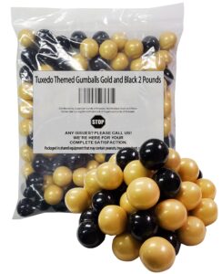 naturejam graduation tuxedo themed gumballs gold and black 2 pounds-happy new year celebration or gangster royal inspired colors for disco or casino parties