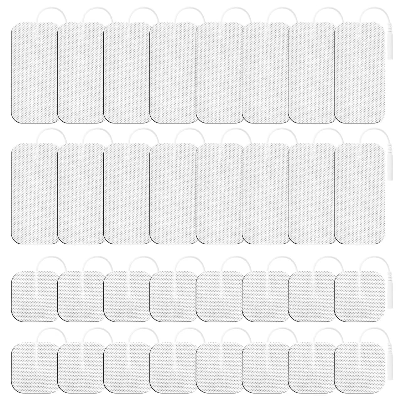 LYINIE TENS Unit Pads 32Pcs, 3rd Gen Reusable Latex-Free Replacement Pads Electrode Pads with Upgraded Self-Stick Performance for Muscle Stimulator Electrotherapy (2"x2" 16pcs, 2"x4" 16pcs)