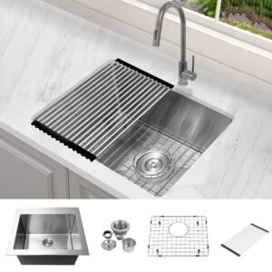 kabco single bowl undermount stainless steel kitchen sink, rust resistant sound and heatproof laser cut, sink for indoor or outdoor kitchens (laundry sinks)